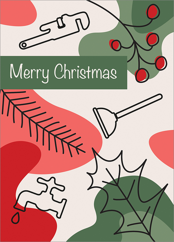 Plumbers Holly Holiday Card (Glossy White) | Ziti Cards