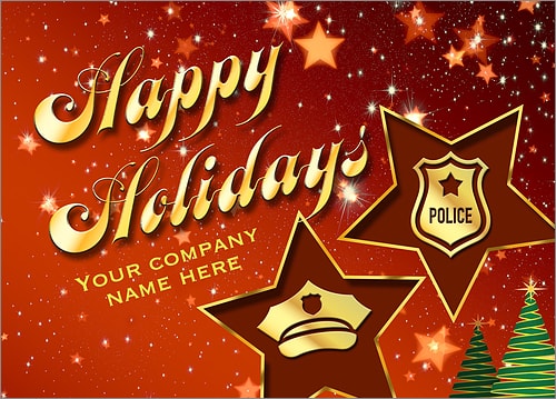 Police Christmas Lights Cards Personalized For Your Business