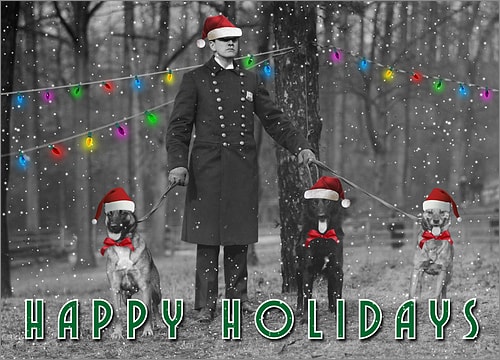 Police Christmas Lights Cards Personalized For Your Business