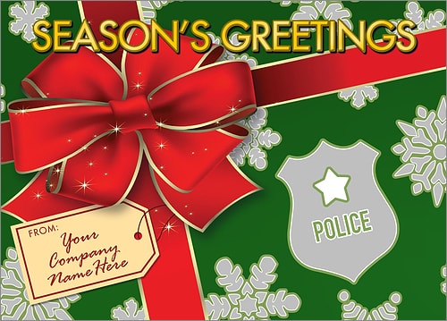 Police Snow Christmas Cards Personalized For Your Business