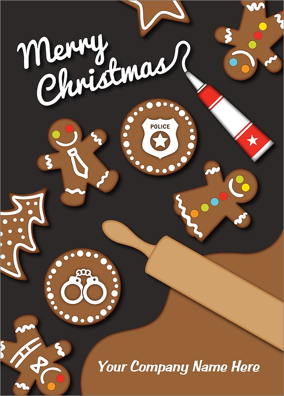 Police Gingerbread Christmas Card (Glossy White) | Ziti Cards