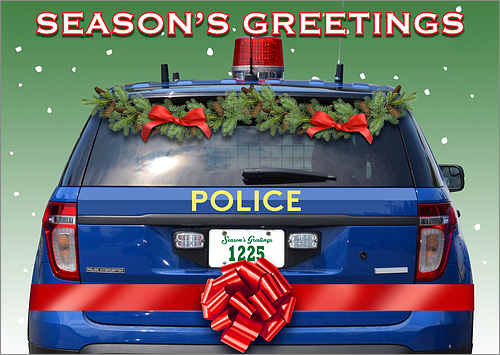 Custom Snowy Police Christmas Card | Ziti Cards