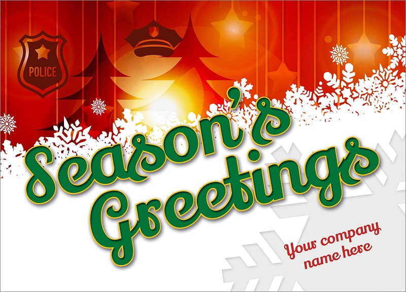 Police Snow Christmas Cards Personalized For Your Business