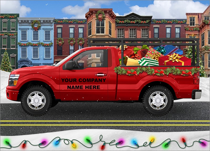 Red Pickup Christmas Card (Glossy) | Ziti Cards