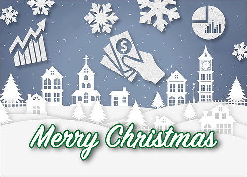 Financial Shovel Christmas Cards Customized For Your Business