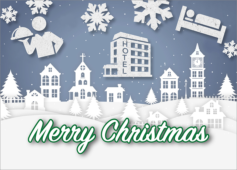 Snowy Hotel Card (Glossy White) | Ziti Cards