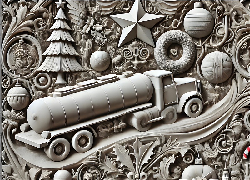 Tanker Christmas Card Enhanced (Glossy White) | Ziti Cards
