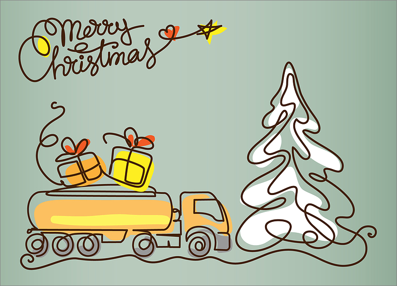 Tanker Christmas Card (Glossy White) | Ziti Cards