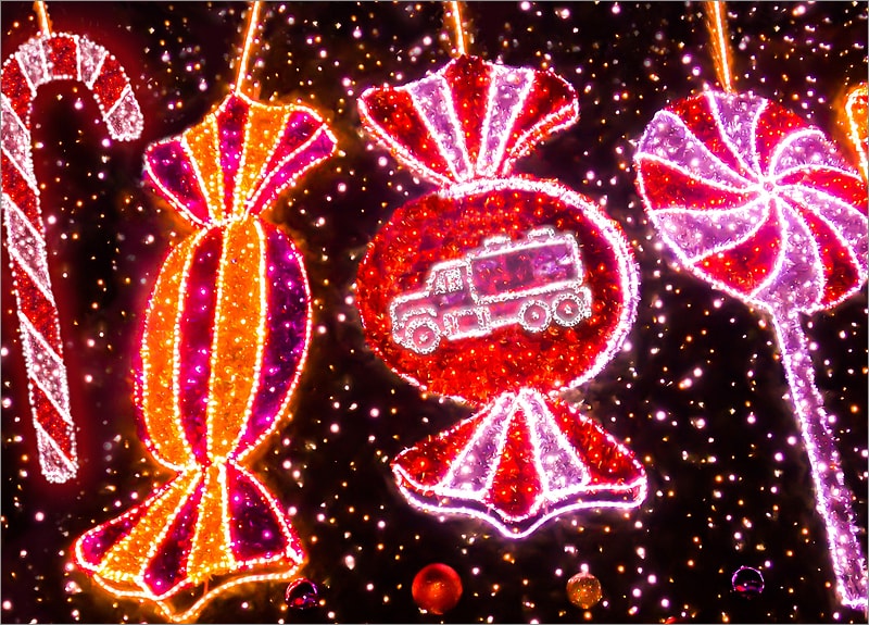 Tanker Christmas Lights Card (Glossy White) | Ziti Cards