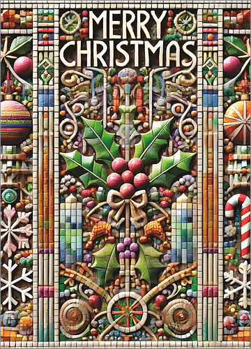 Custom Art Deco Christmas Card | Red Merry Christmas Card