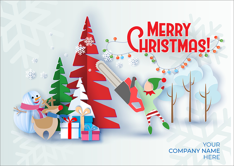 Tree Service Merry Elf Card (Glossy White) | Ziti Cards