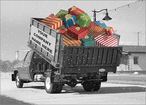 Dump Truck Card Red Christmas Cards Customized For Your Business