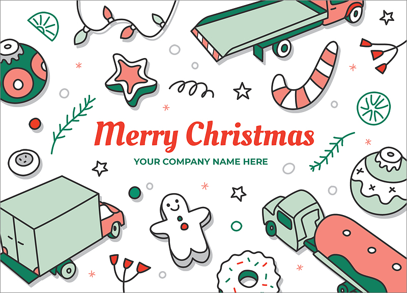 Trucking Merry Christmas Card (Glossy White) | Ziti Cards