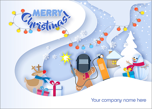 Personalized Red Welder Christmas Cards | Ziti Cards