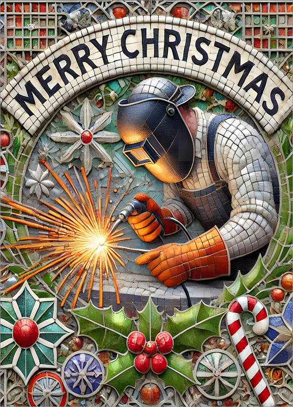 Welding Christmas Card Modern (Glossy White) | Ziti Cards