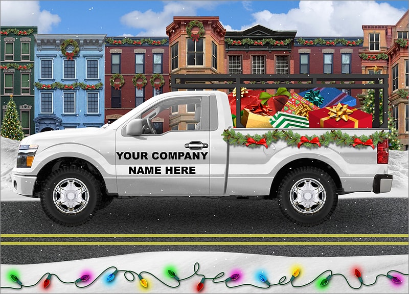 White Pickup Christmas Card (Glossy) | Ziti Cards
