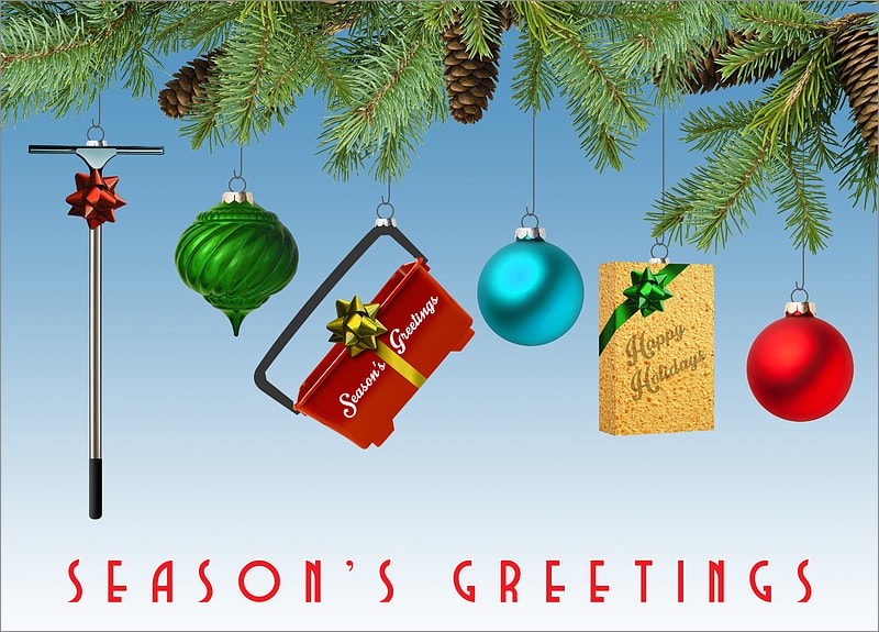 Window Washing Christmas Card (glossy) | Ziti Cards